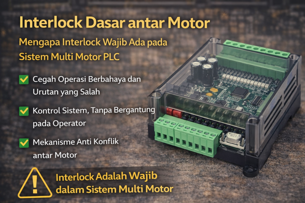 Interlock Dasar antar Motor pada Ladder Diagram PLC